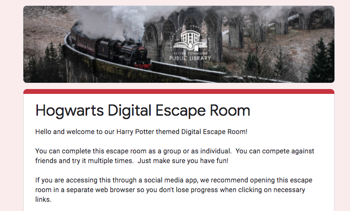 Harry Potter Escape Room! – Sippican Library Online